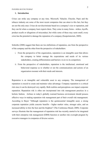 The management of reputation risk and airline sustainability | PDF