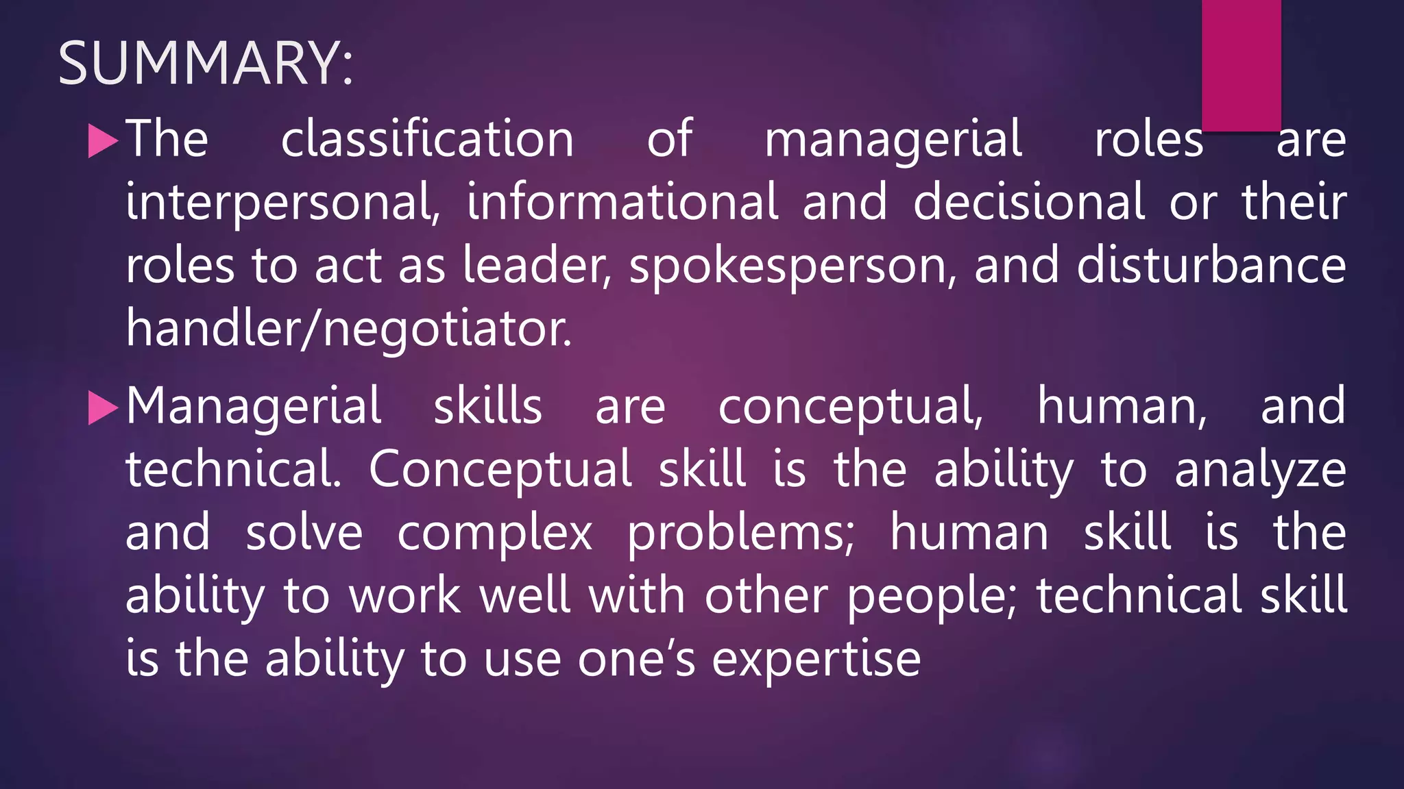 The functions, roles and skills of a Manager | PPTX