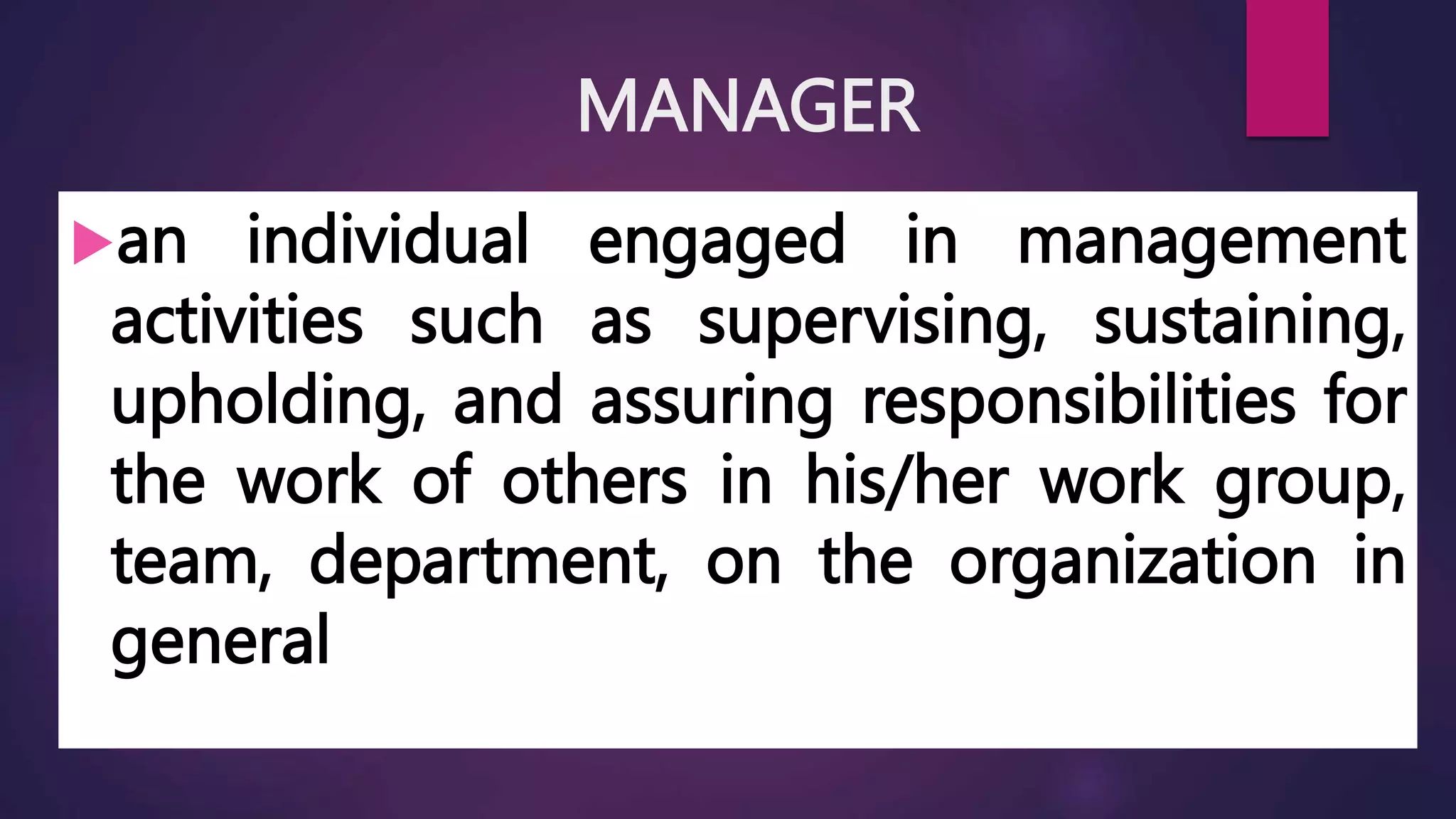 The functions, roles and skills of a Manager | PPTX