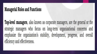 The functions, roles and skills of a Manager | PPTX