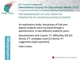 The managing of a PLE from the perspetive of the students | PPT