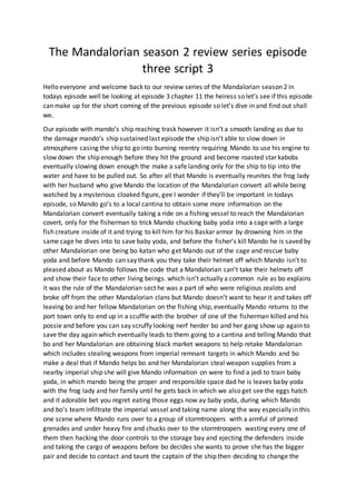 The mandalorian season 2 review series episode 3 script 3 | PDF