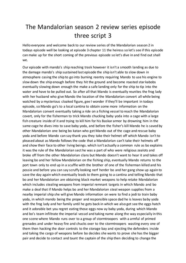 The mandalorian season 2 review series episode 3 script 3 | PDF