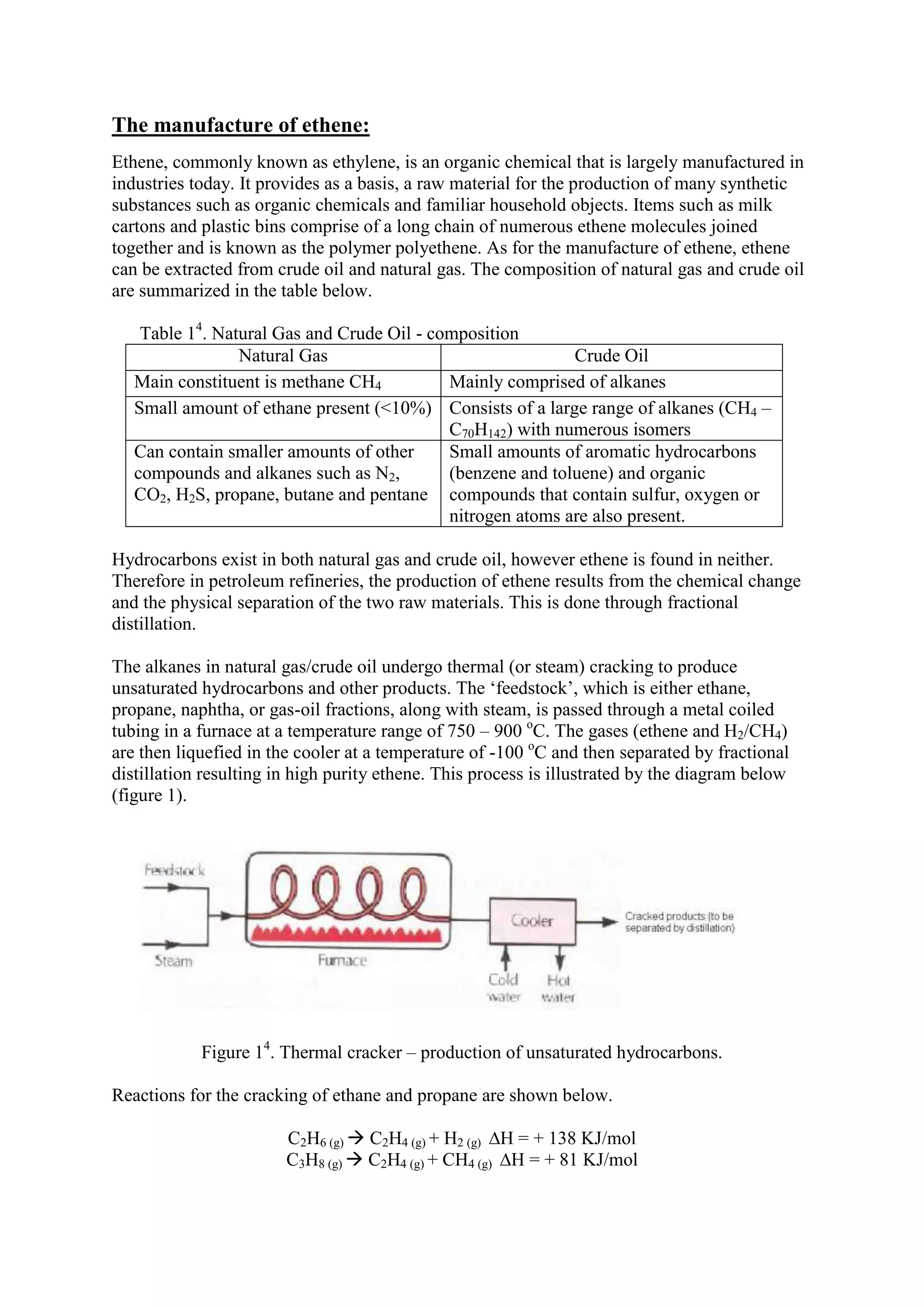 The manufacture of ethene | DOCX