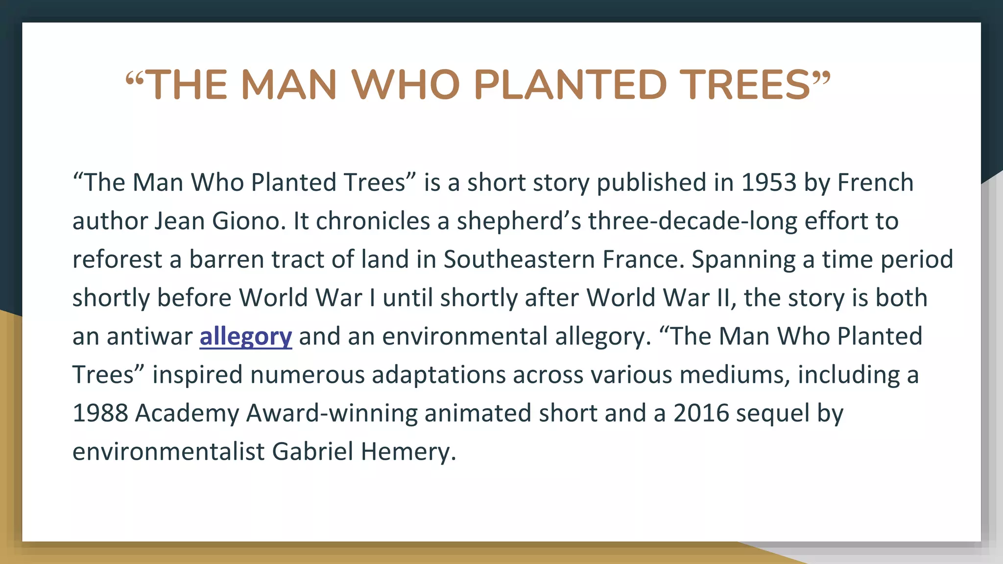 The man who planted trees | PPTX