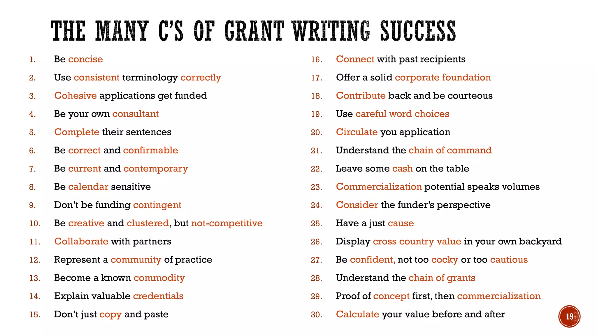 The Many C's of Grant Writing Success | PDF