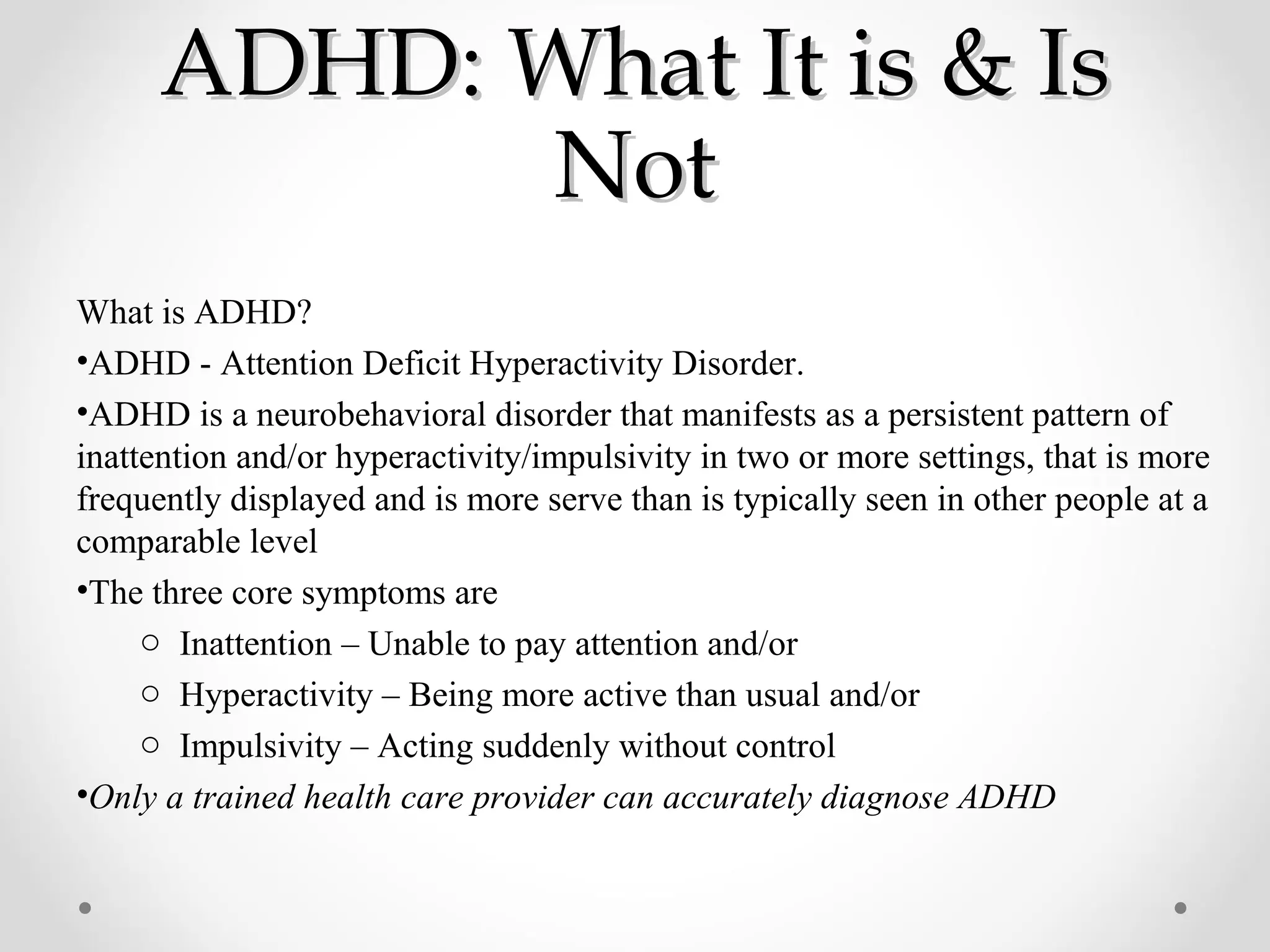 The Many Faces of ADHD | PPT