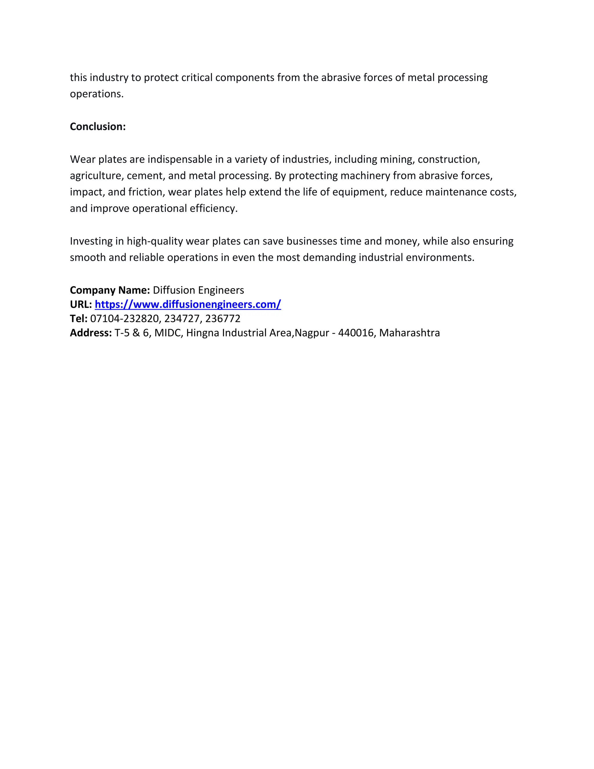 The Many Uses of Wear Plates. - Diffusion Engineerspdf | PDF