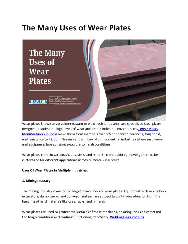 The Many Uses of Wear Plates. - Diffusion Engineerspdf | PDF