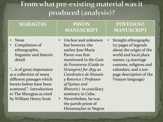 The maragtas, povedano and pavon manuscripts presentation | PPTX