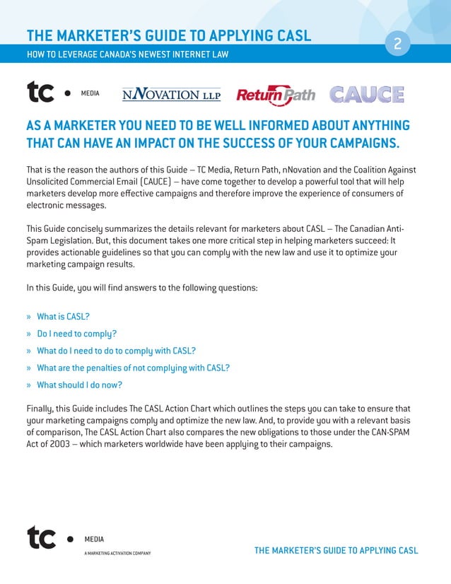 The Marketer's Guide to Applying CASL | PDF | Email | Internet
