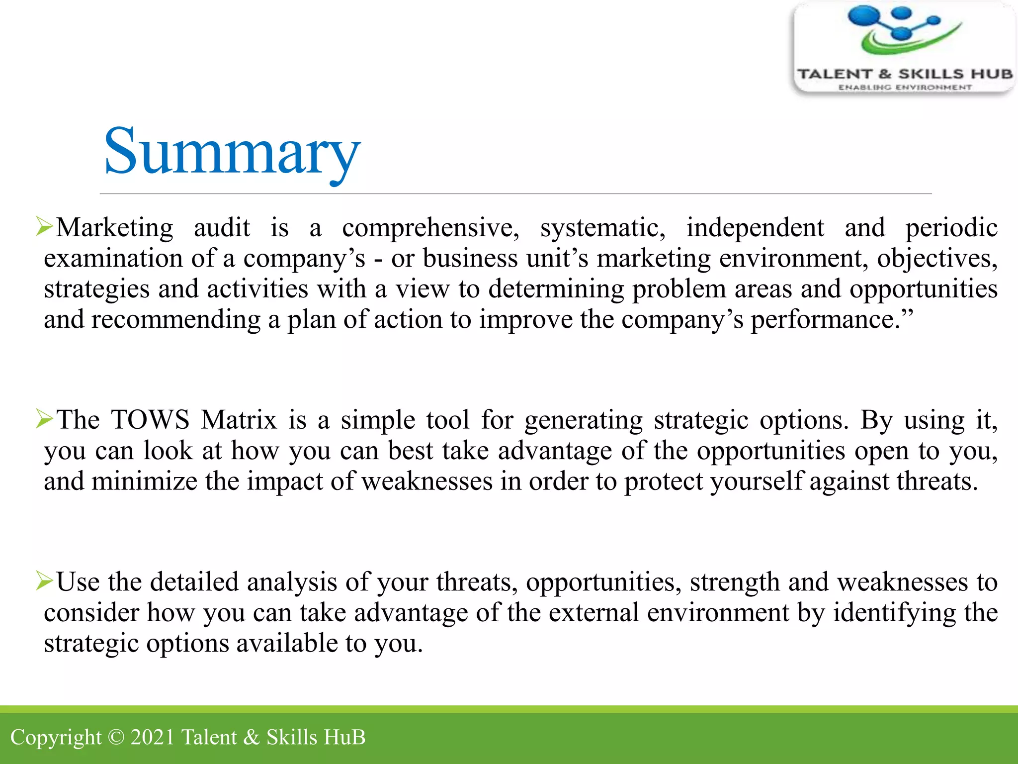 Understanding Marketing Audit | PPT | Resume Writing and Advice | Job Search