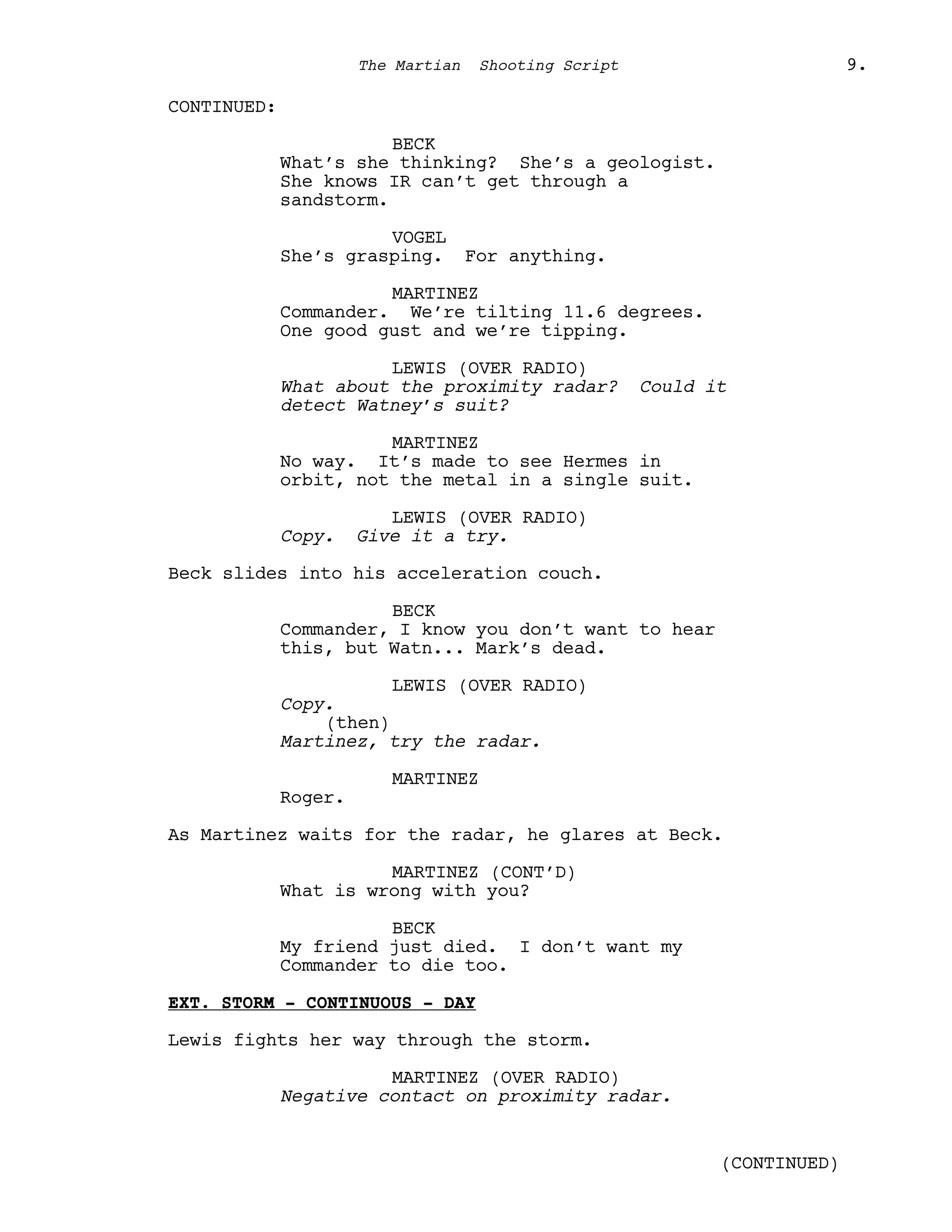 Film Senaryo Örnekleri : Marslı (The Martian Screenplay) | PDF