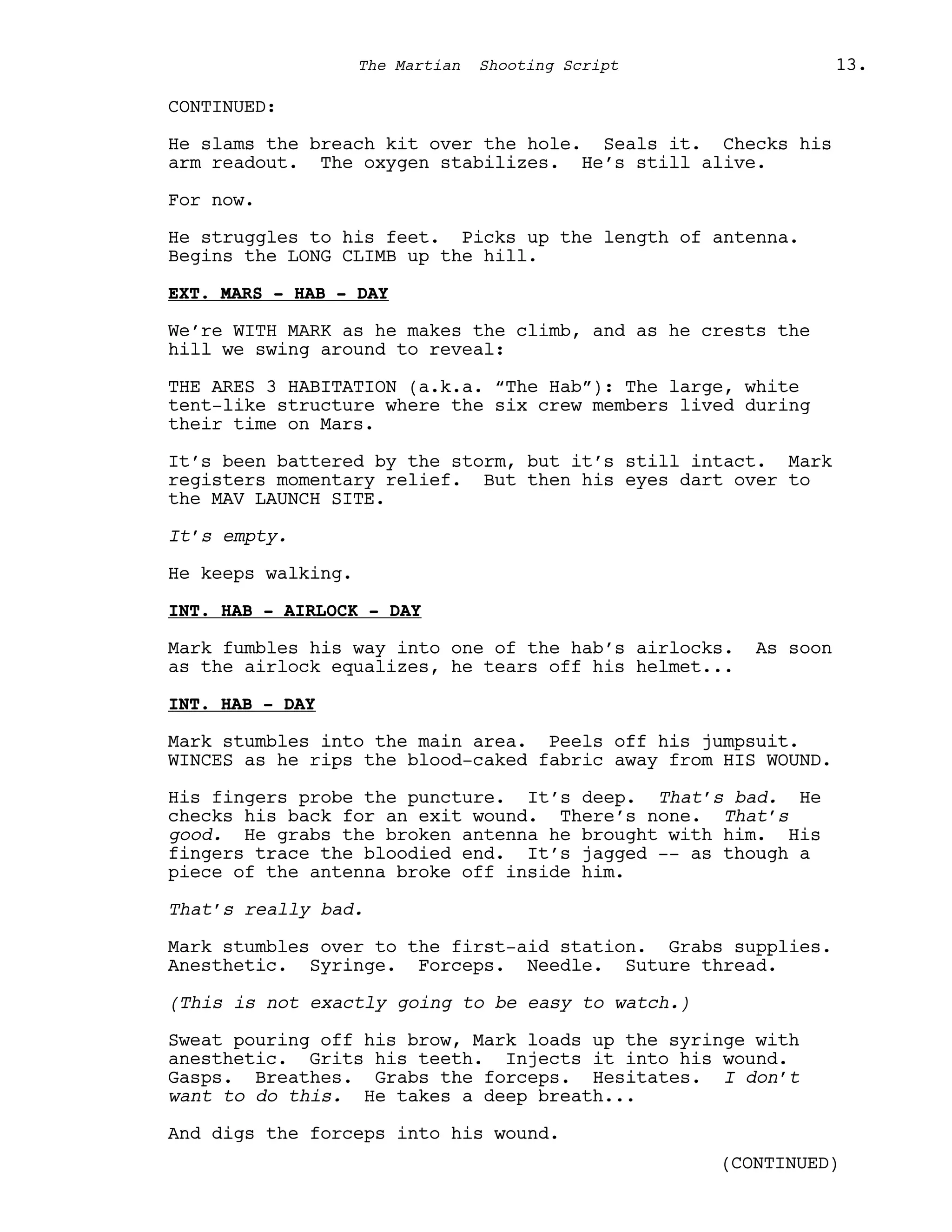 Film Senaryo Örnekleri : Marslı (The Martian Screenplay) | PDF