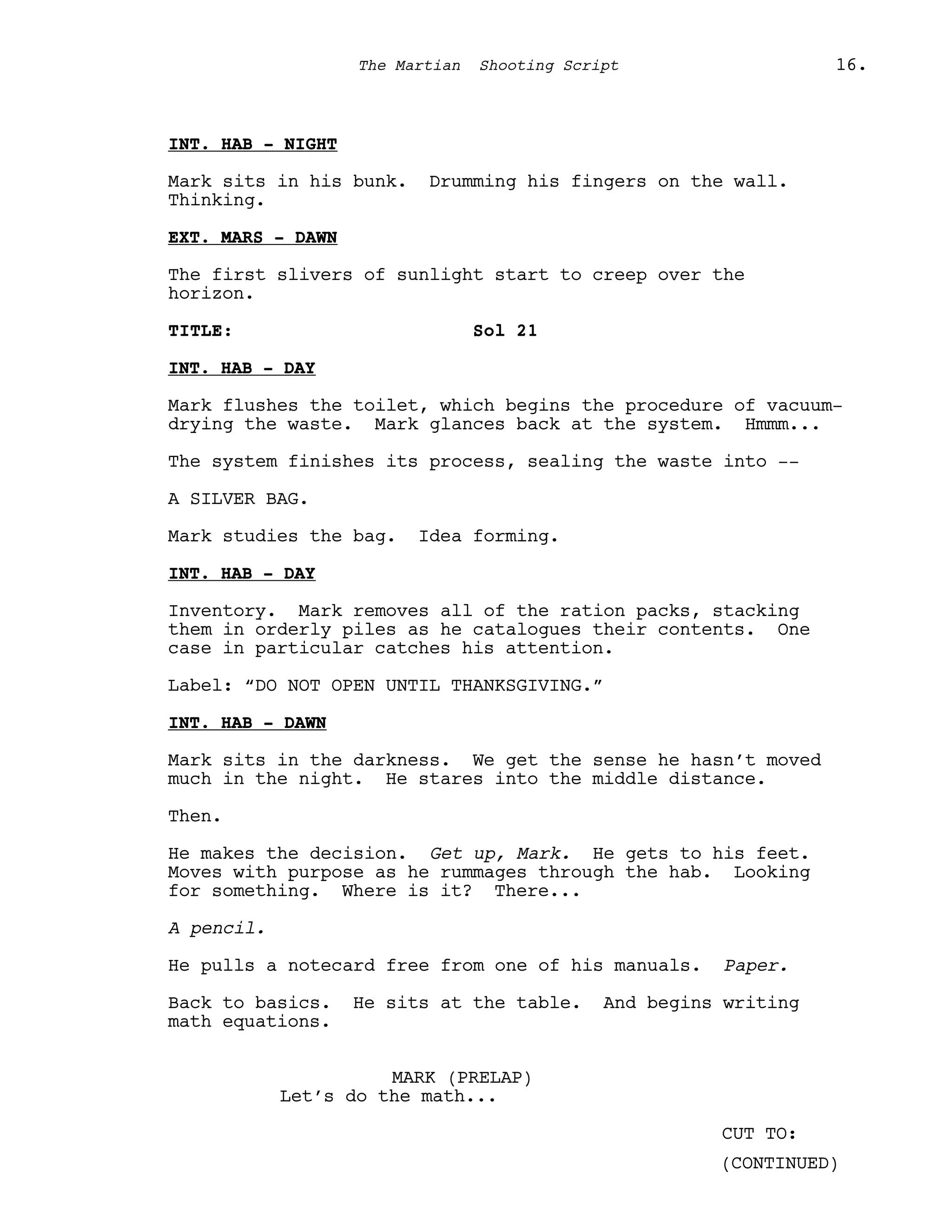 Film Senaryo Örnekleri : Marslı (The Martian Screenplay) | PDF