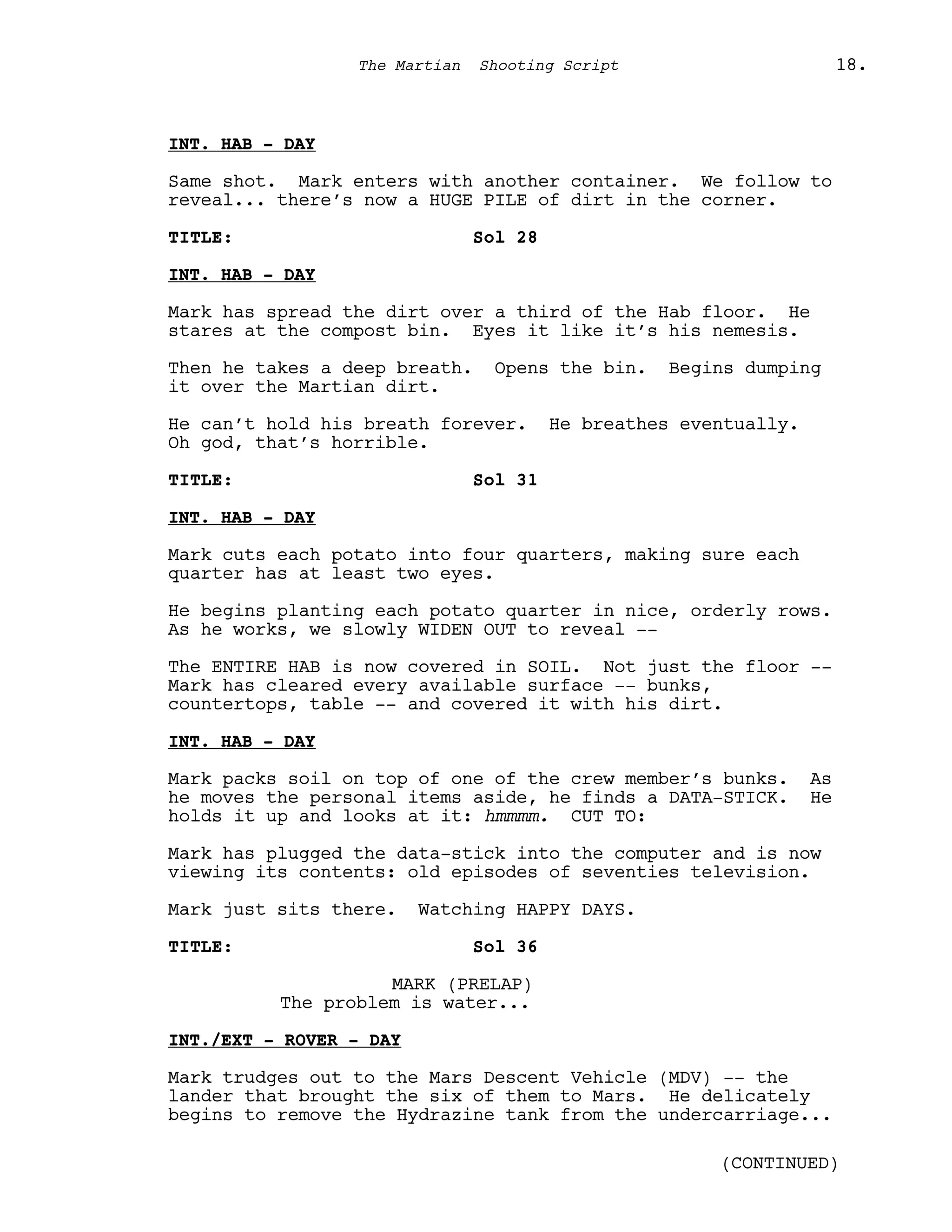 Film Senaryo Örnekleri : Marslı (The Martian Screenplay) | PDF