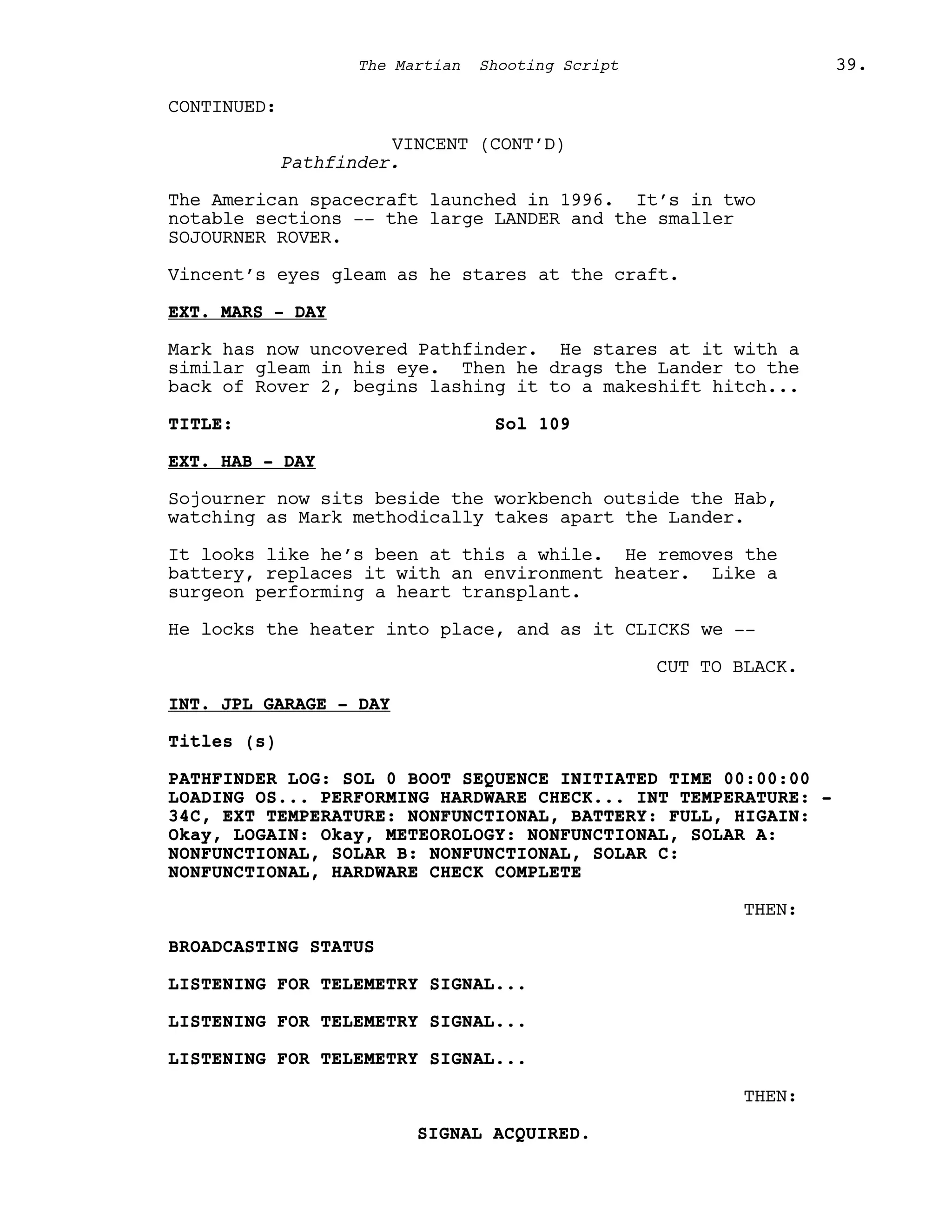Film Senaryo Örnekleri : Marslı (The Martian Screenplay) | PDF