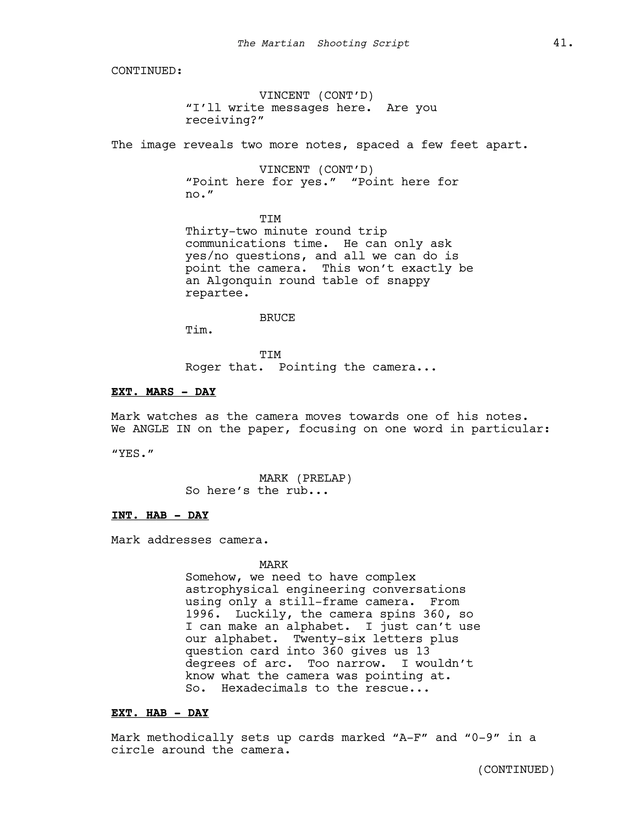 Film Senaryo Örnekleri : Marslı (The Martian Screenplay) | PDF