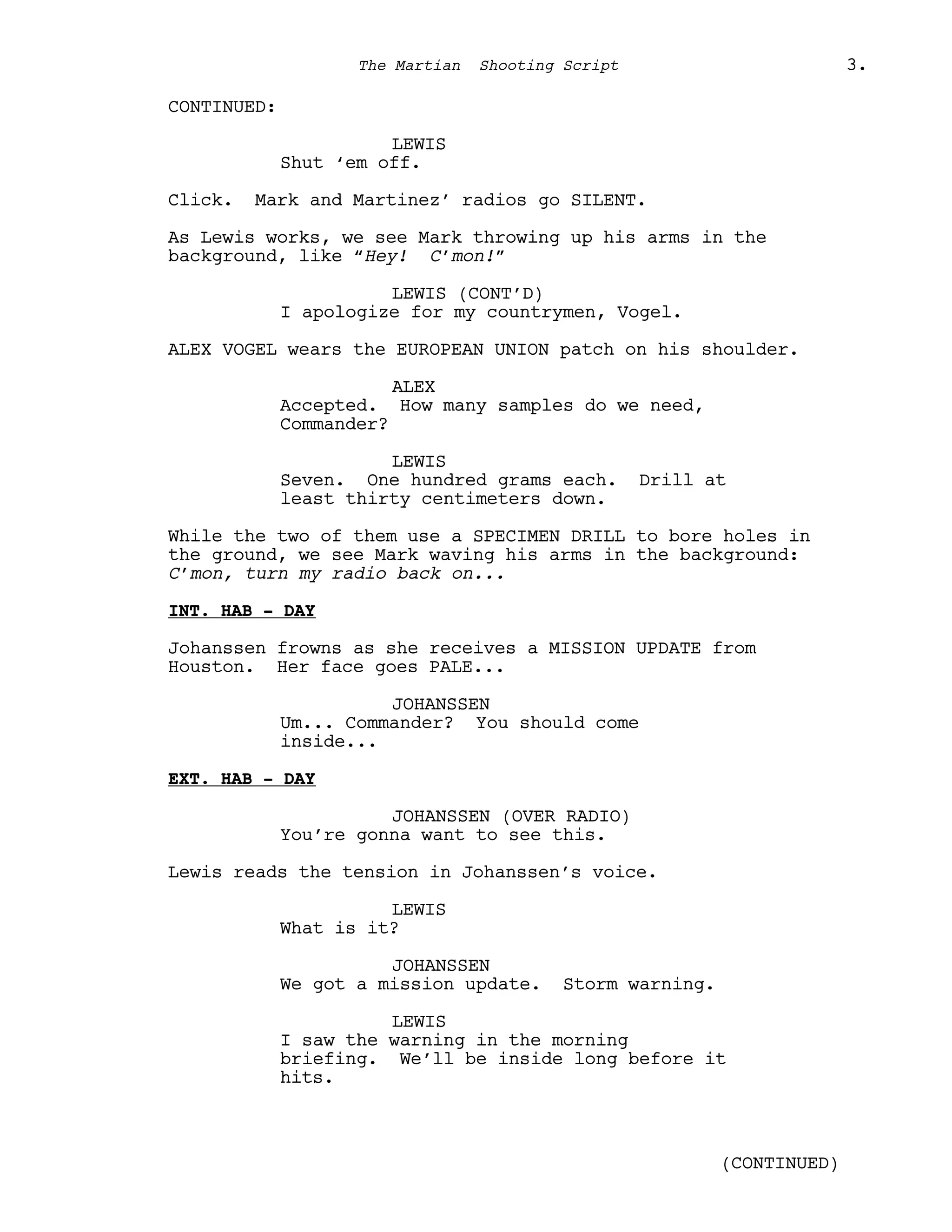 Film Senaryo Örnekleri : Marslı (The Martian Screenplay) | PDF