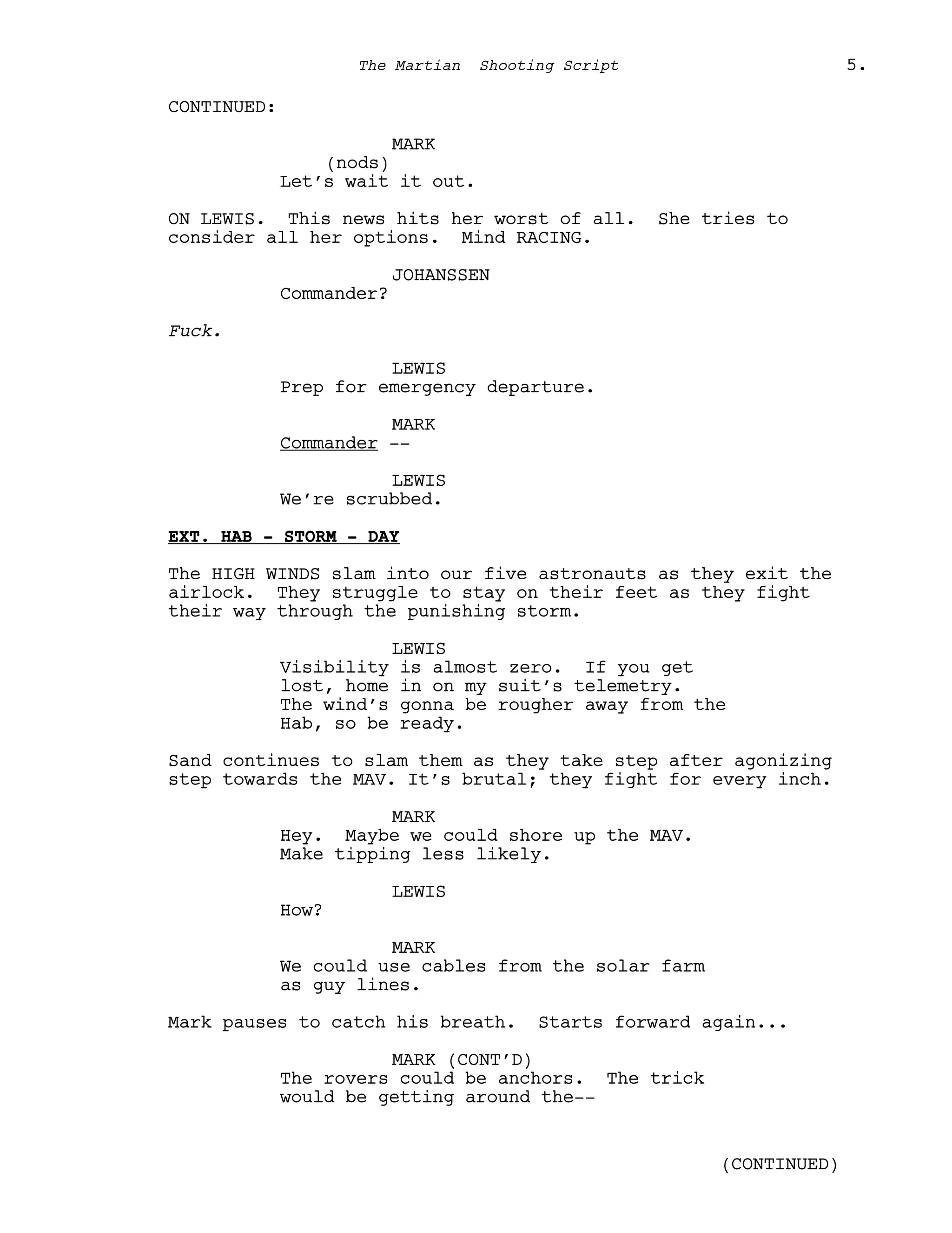 Film Senaryo Örnekleri : Marslı (The Martian Screenplay) | PDF