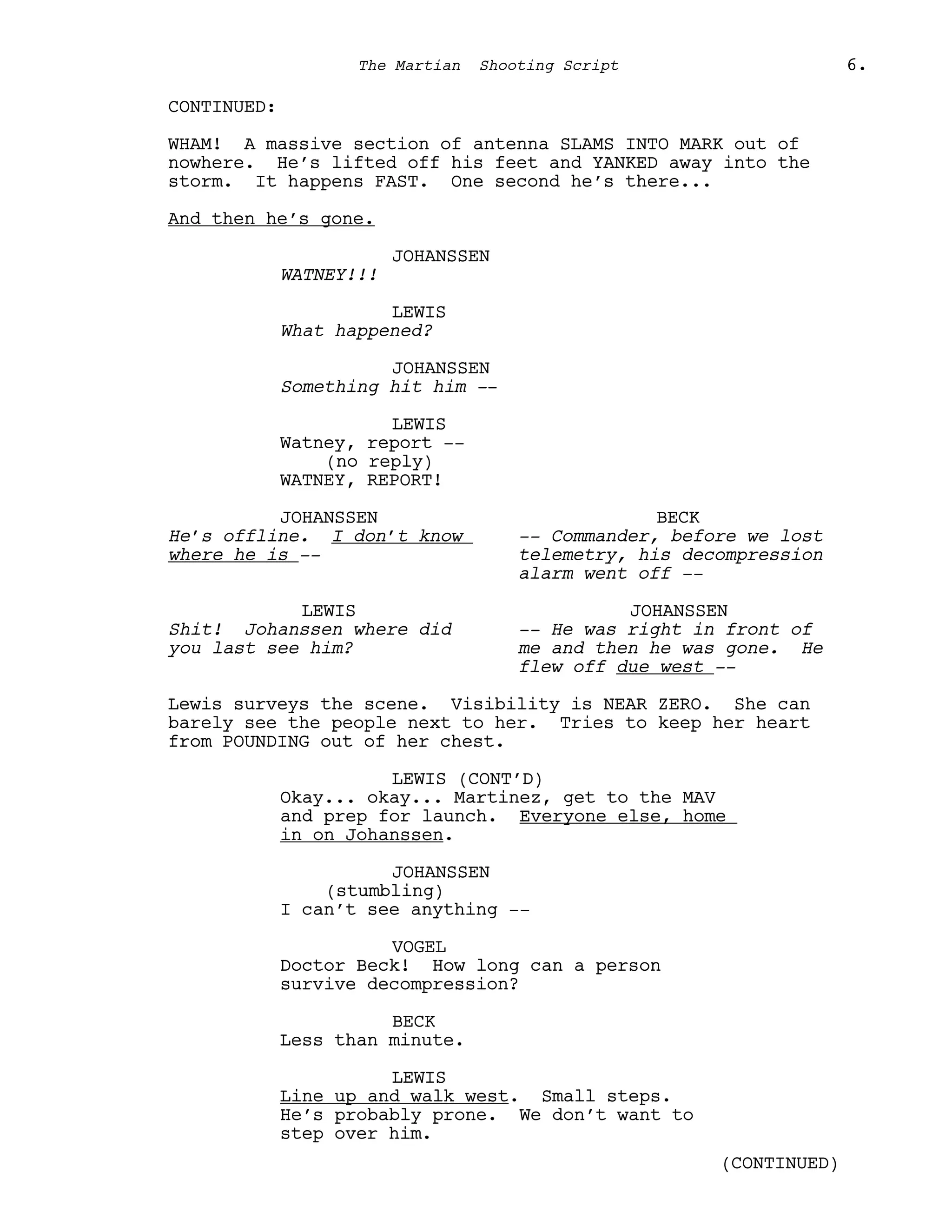 Film Senaryo Örnekleri : Marslı (The Martian Screenplay) | PDF