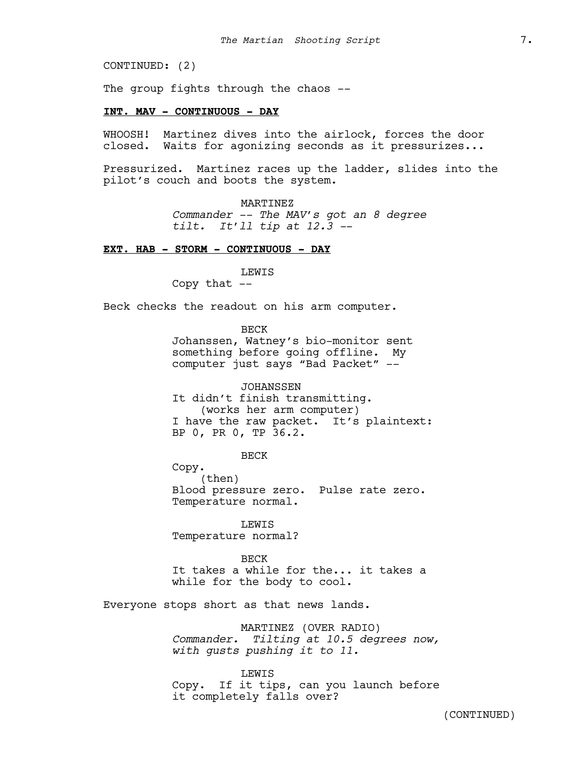 Film Senaryo Örnekleri : Marslı (The Martian Screenplay) | PDF