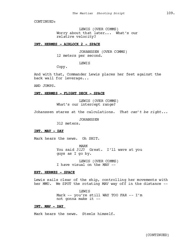 Film Senaryo Örnekleri : Marslı (The Martian Screenplay)