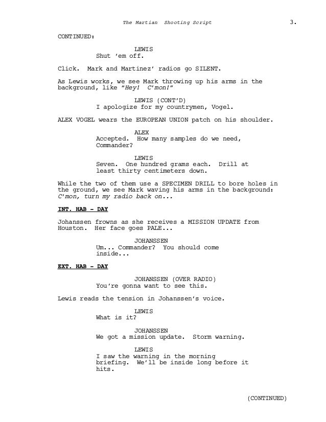 Film Senaryo Örnekleri : Marslı (The Martian Screenplay)