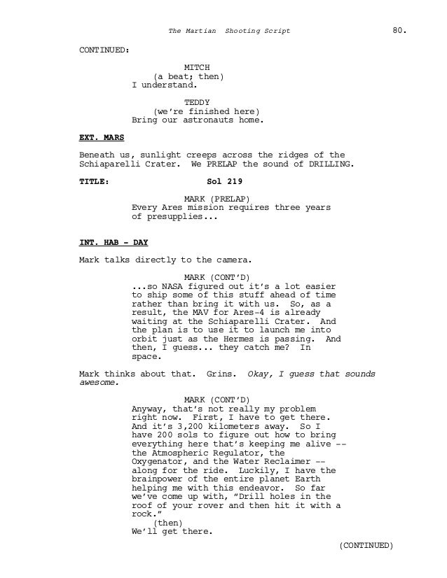 Film Senaryo Örnekleri : Marslı (The Martian Screenplay)