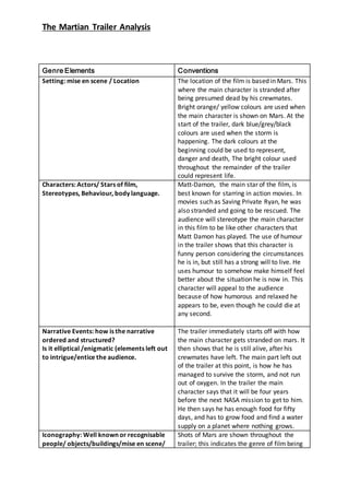 The martian trailer analysis | PDF