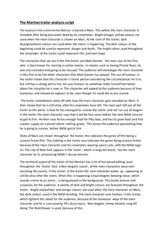The martian trailer analysis script | DOCX