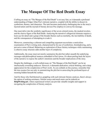 The Masque Of The Red Death Essay.pdf