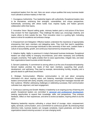 The Mastery of Leadership_ 7 Distinctive Traits Every Business Leader Must Cultivate by Andrew ...