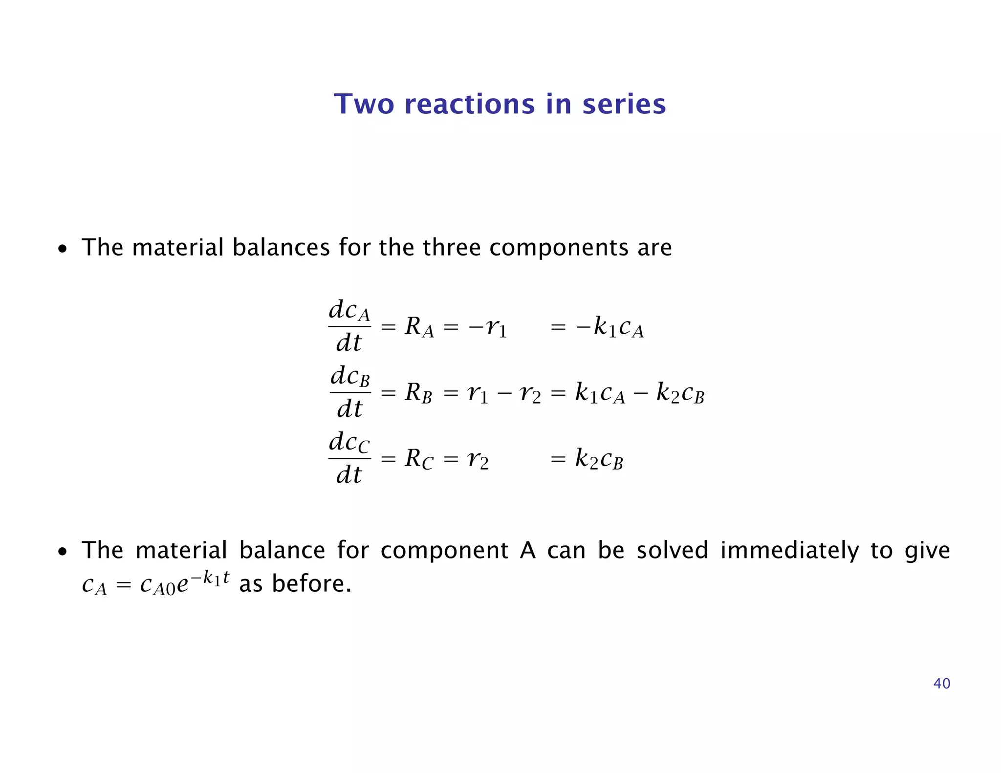 The Material Balance for Chemical Reactors | PDF