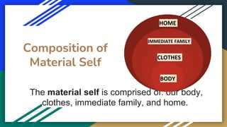 Understanding the Self | Unpacking the Self | The material self | PPTX