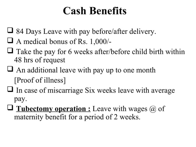 The Maternity Benefits Act, 1961 | PPT