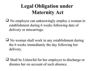 The Maternity Benefits Act, 1961 | PPT
