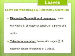 The maternity benefits act, 1961 | PPT