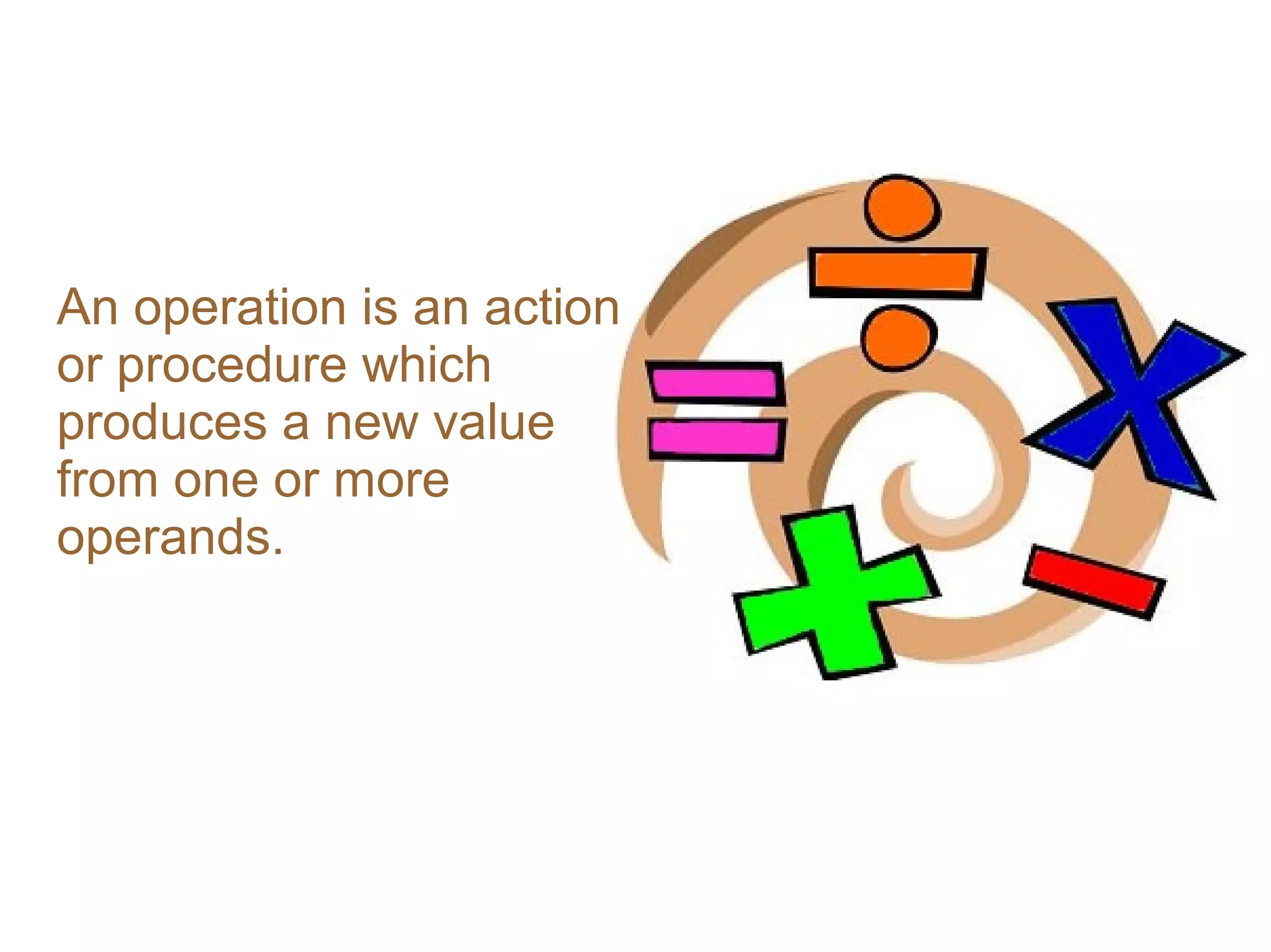 The mathematical operations | ODP | Homework and Study | Education