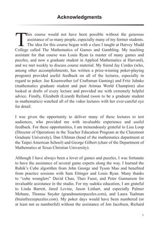 The mathematics of games and puzzles from cards to sudoku | PDF