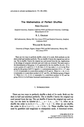 The mathematics of perfect shuffles,perci diaconis, r,l,graham,william ...