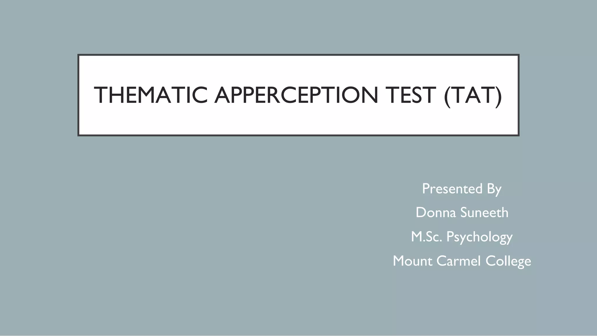 Thematic Apperception Test (TAT) | PDF