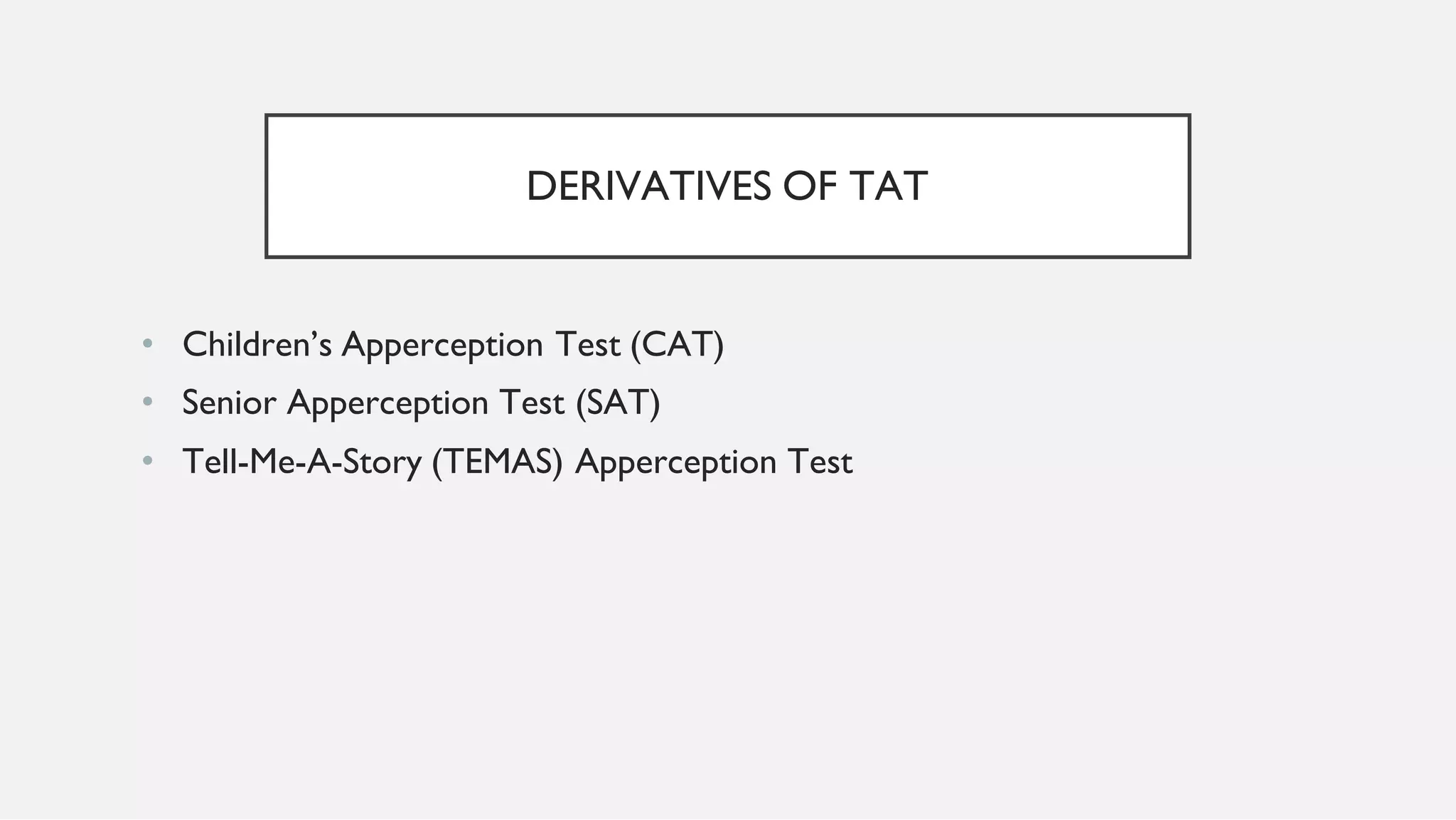 Thematic Apperception Test (TAT) | PDF