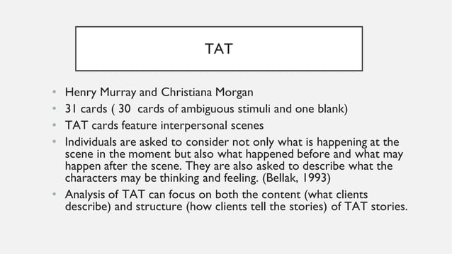Thematic Apperception Test (TAT) | PDF