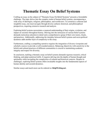 Thematic Essay On Belief Systems | PDF