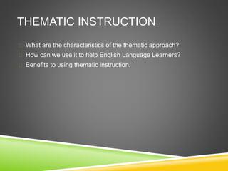 Thematic instruction | PPTX | Educational Assessment | Education