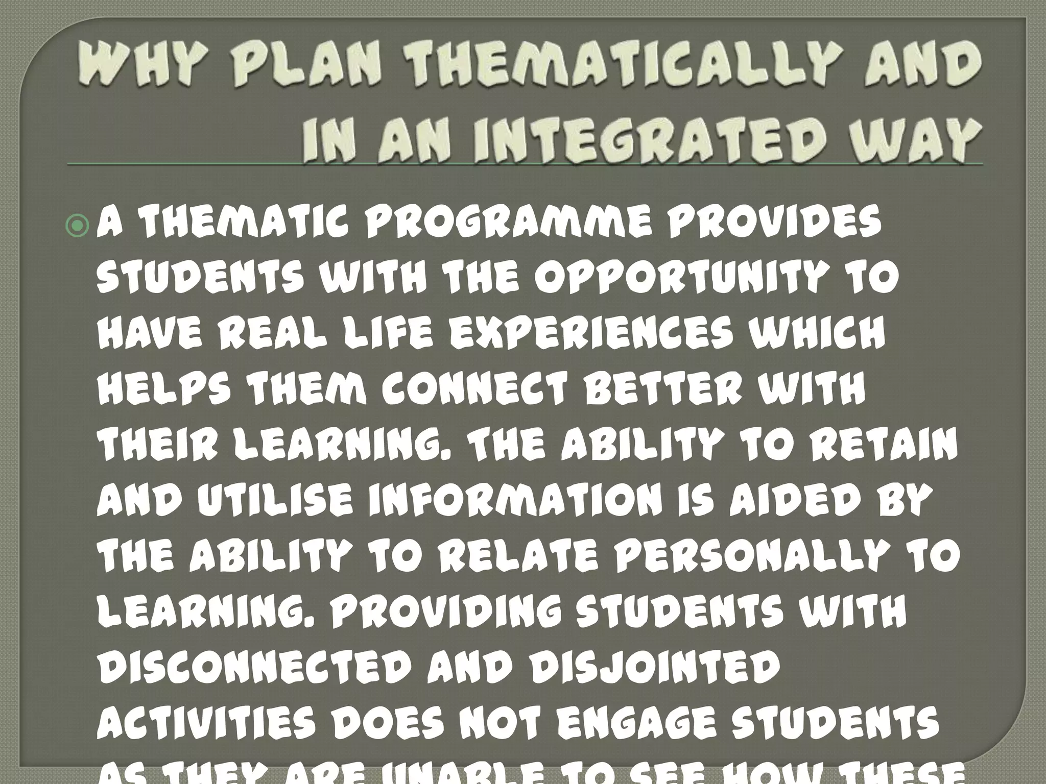 Sonia Hunter - Thematic Planning | PPT