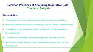 Thematic Qualitative Data Analysis By IGS.ppt