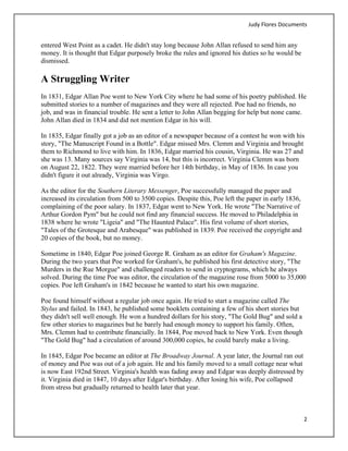 Thematic unit three biography of edgar allan poe | PDF