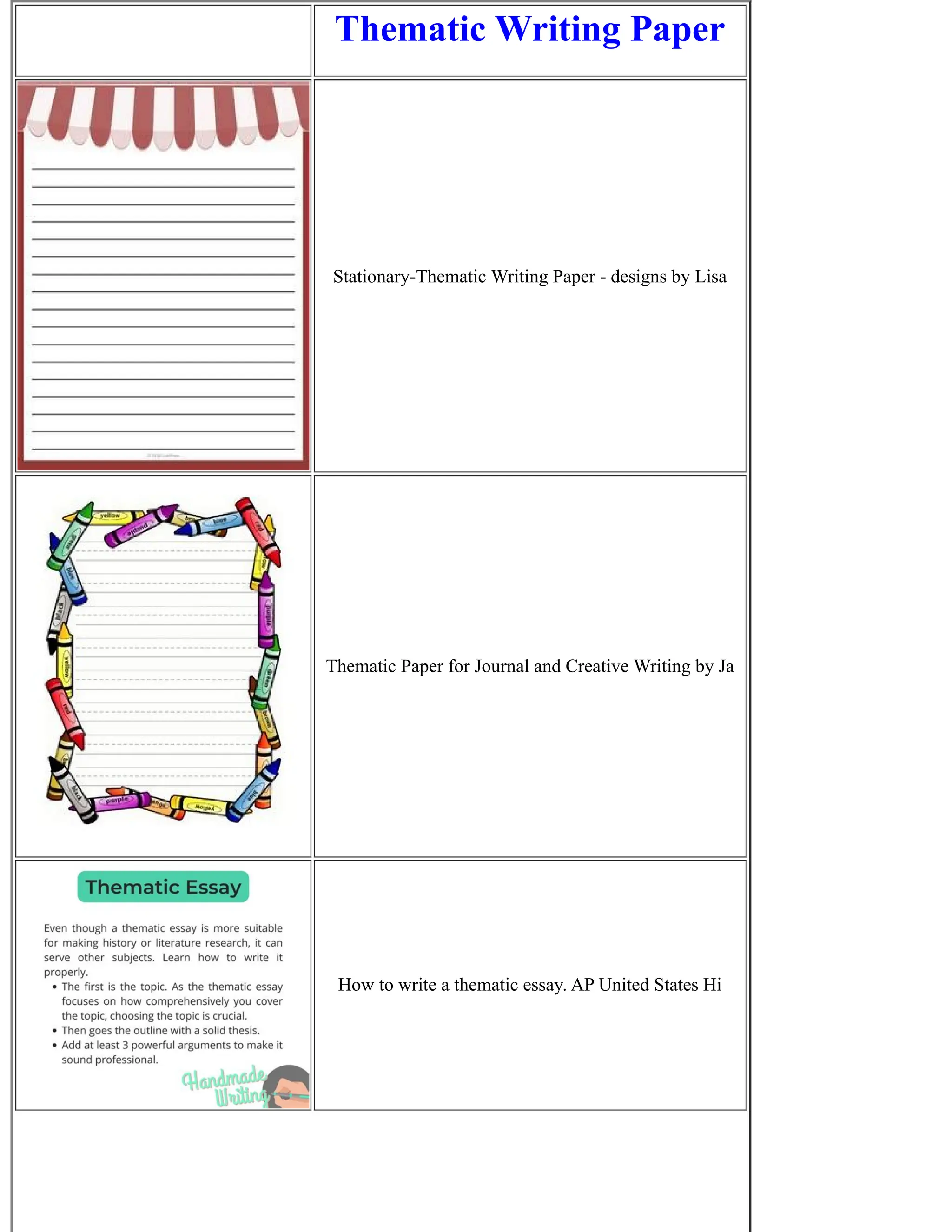 Thematic Writing Paper | PDF | Design | Fine Art